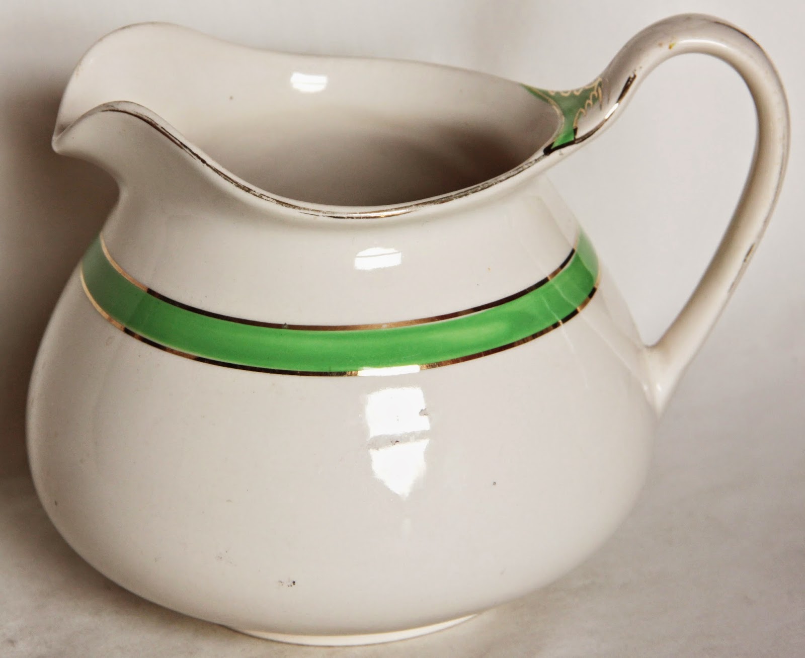 Curio Gifts: Vintage Large Solian Ware Queens Green Milk Jug - Simpson's