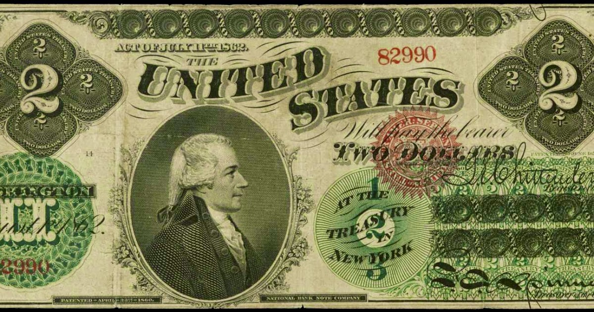 1862 Two Dollar Legal Tender Note|World Banknotes & Coins Pictures ...