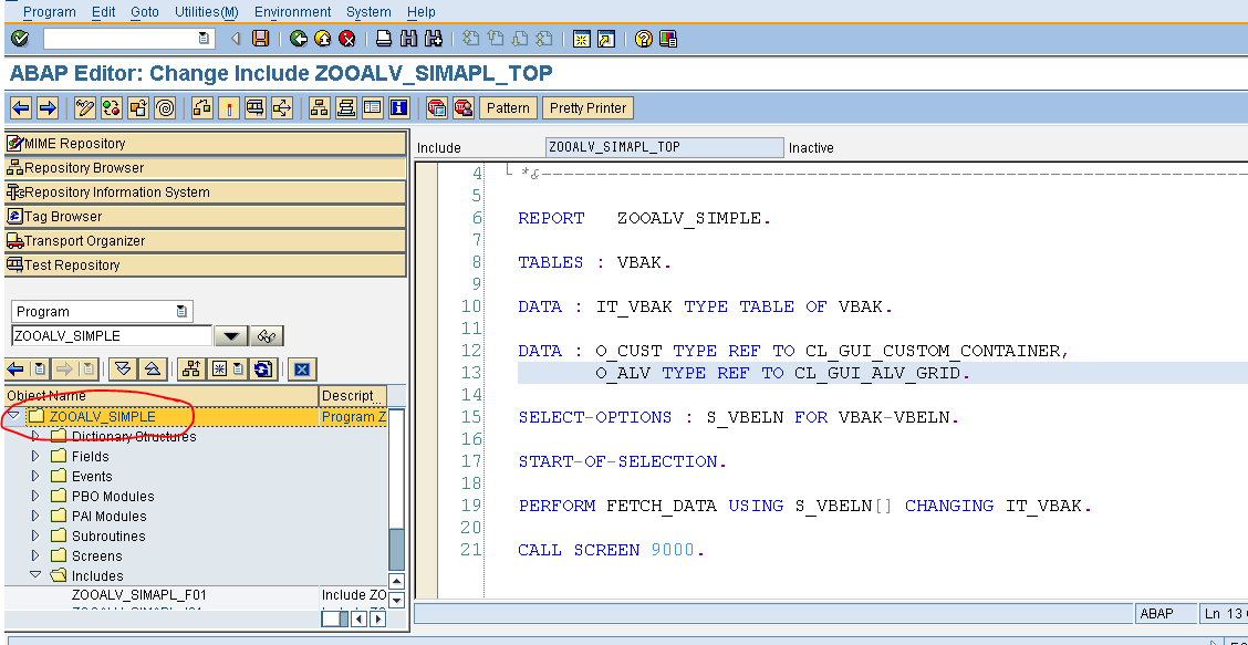 SAP TECH: Basic OO-ALV Report ( SE80 )