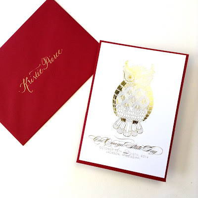 Chi Omega Custom Gold Foil and Glitter Invitations | Fresh Ink : Style ...