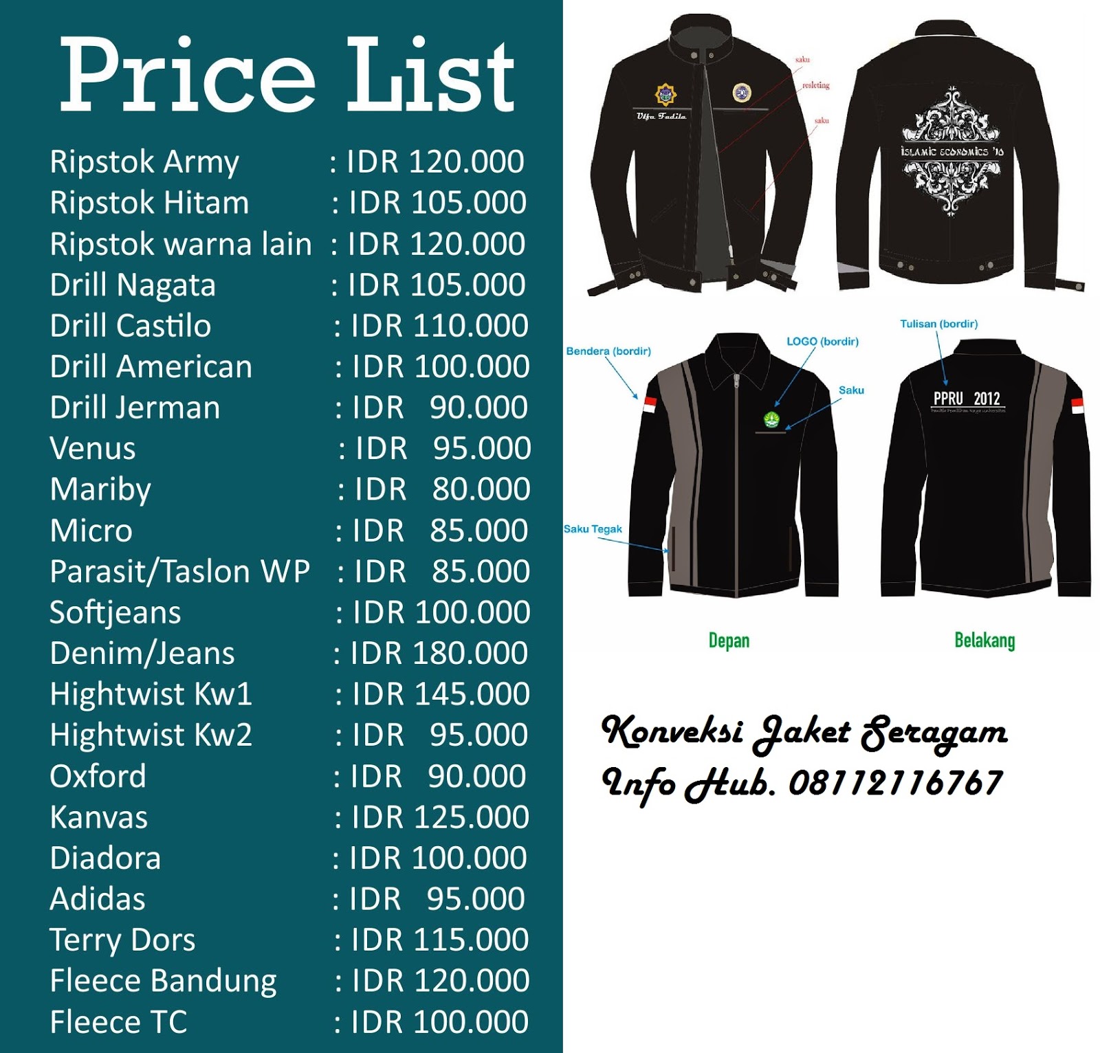 Harga Bahan Kanvas Jaket Harga Murah