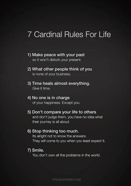 7 Cardinal Rules for Life. ~ God is Heart