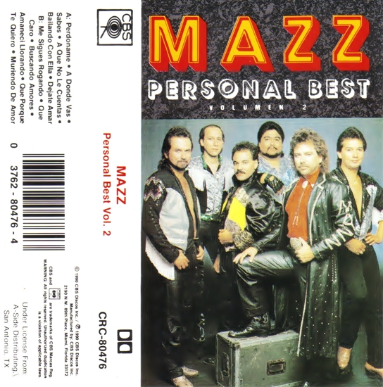 EL RECUERDO DE LA MUSICA GRUPERA: GRUPO MAZZ - PERSONAL BEST VOL. 2