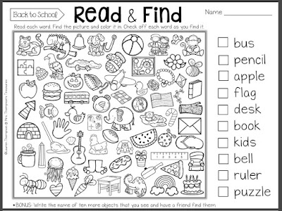 Read & Find - First Day of School Printable | Classroom Freebies ...