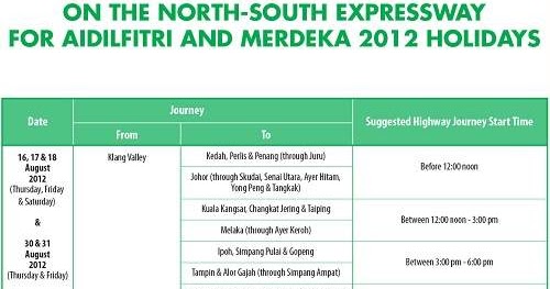 PLUS: Travel Time Advisory Schedule on North-South Expressway for ...