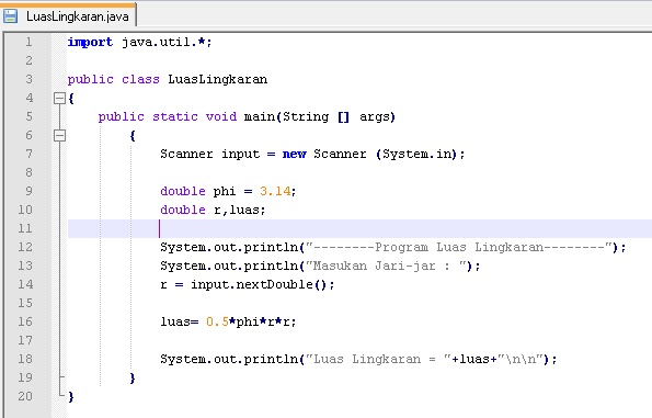 Artikel IT: Menghitung Luas Lingkaran dalam Java