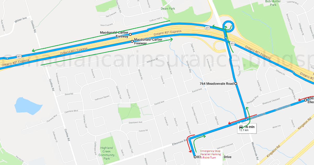 Port Union G Road Test Route 3 Maps