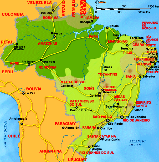 Brazilië vakantie tips: Brazilië kaart