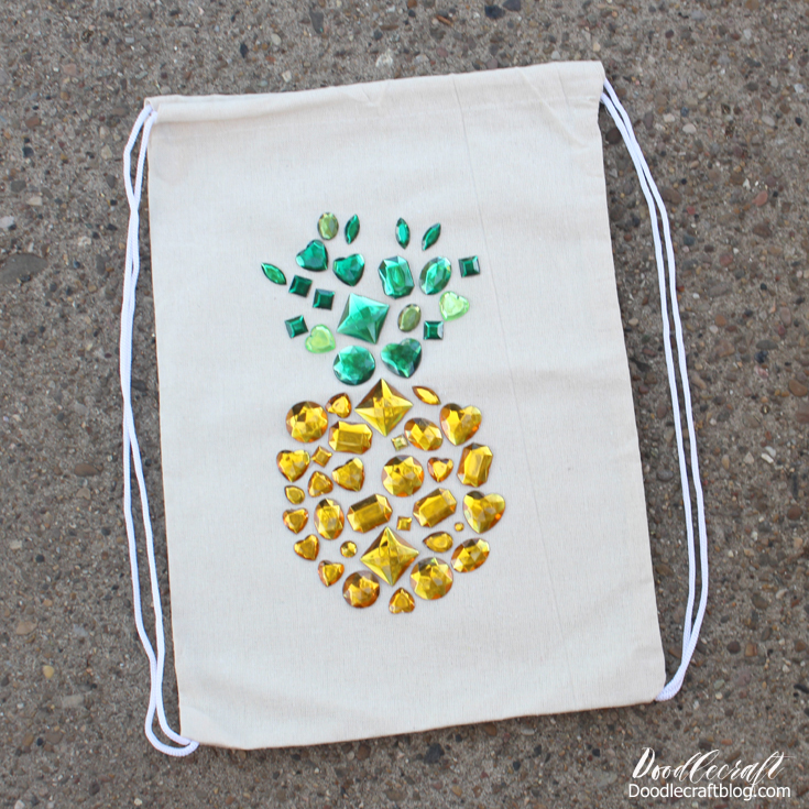 DIY: Rhinestone Pineapple Canvas Drawstring Backpack!