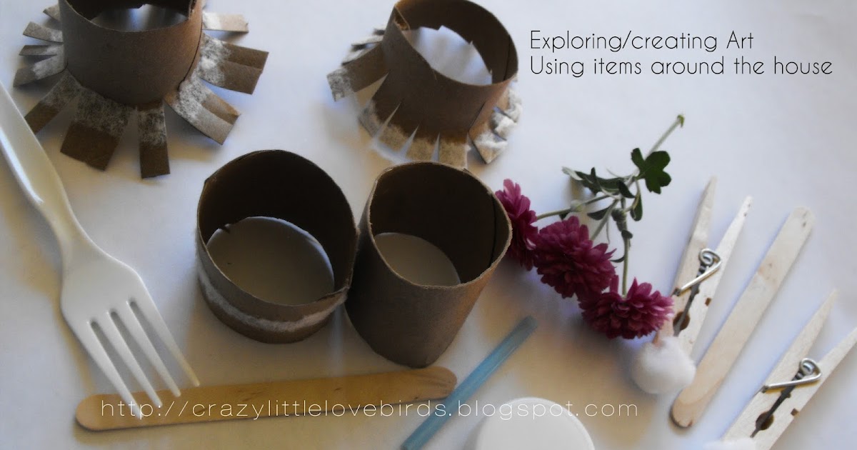 Exploring and creating art. Using items around the house