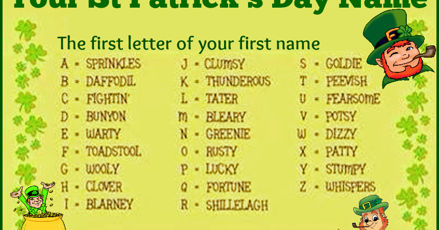 Daveswordsofwisdom.com: What Is Your St Patrick's Day Name?