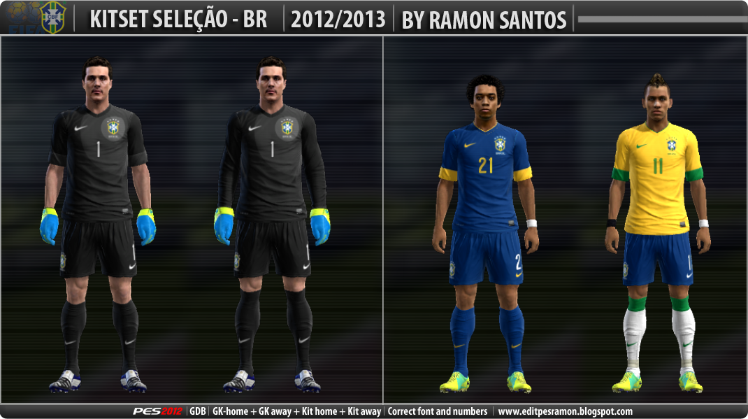 Kitset Seleção Brasileira - PES 2012 ~ Edições by Ramon | Kits, faces ...