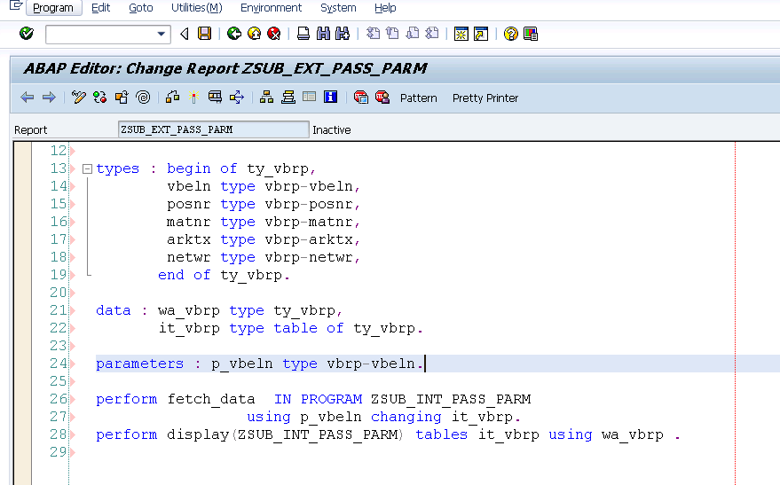 Sap Tech External Subroutine With Passing Parameters