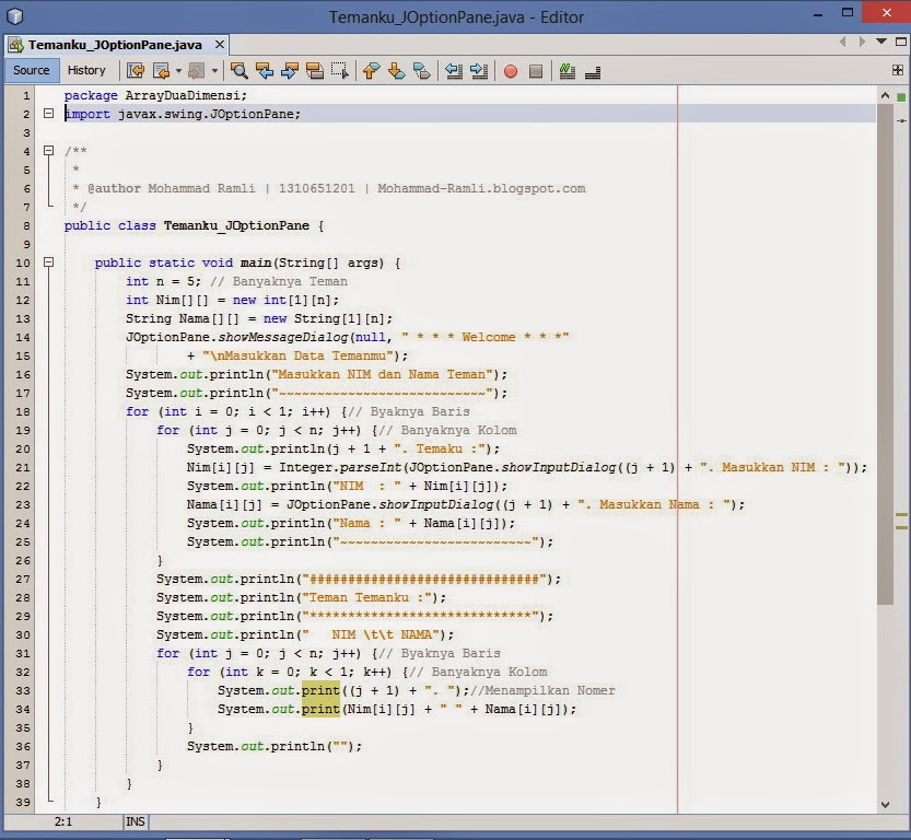 Array dua dimensi - Ksatria Pengelana
