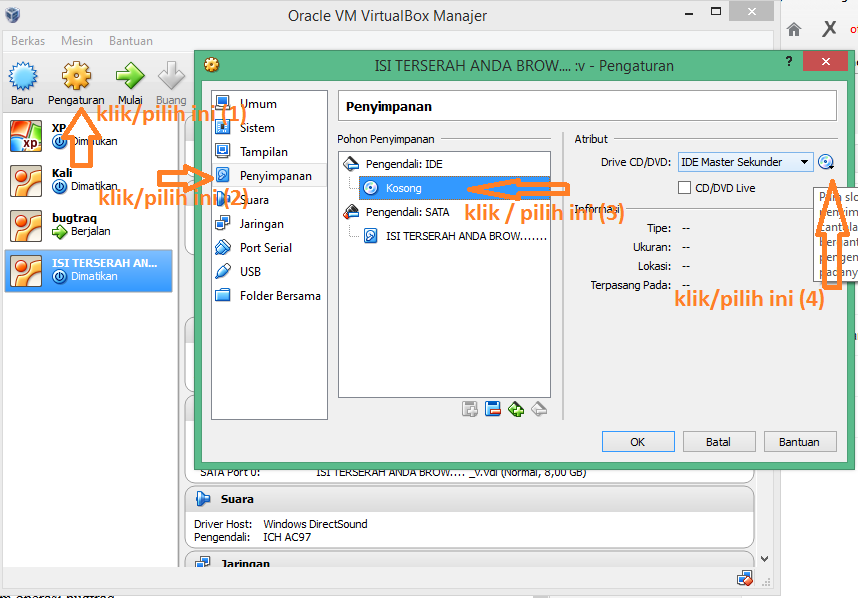 cara install dan menjalankan bugtraq di oracle VM Virtual Box | Blog Mencari Berkah