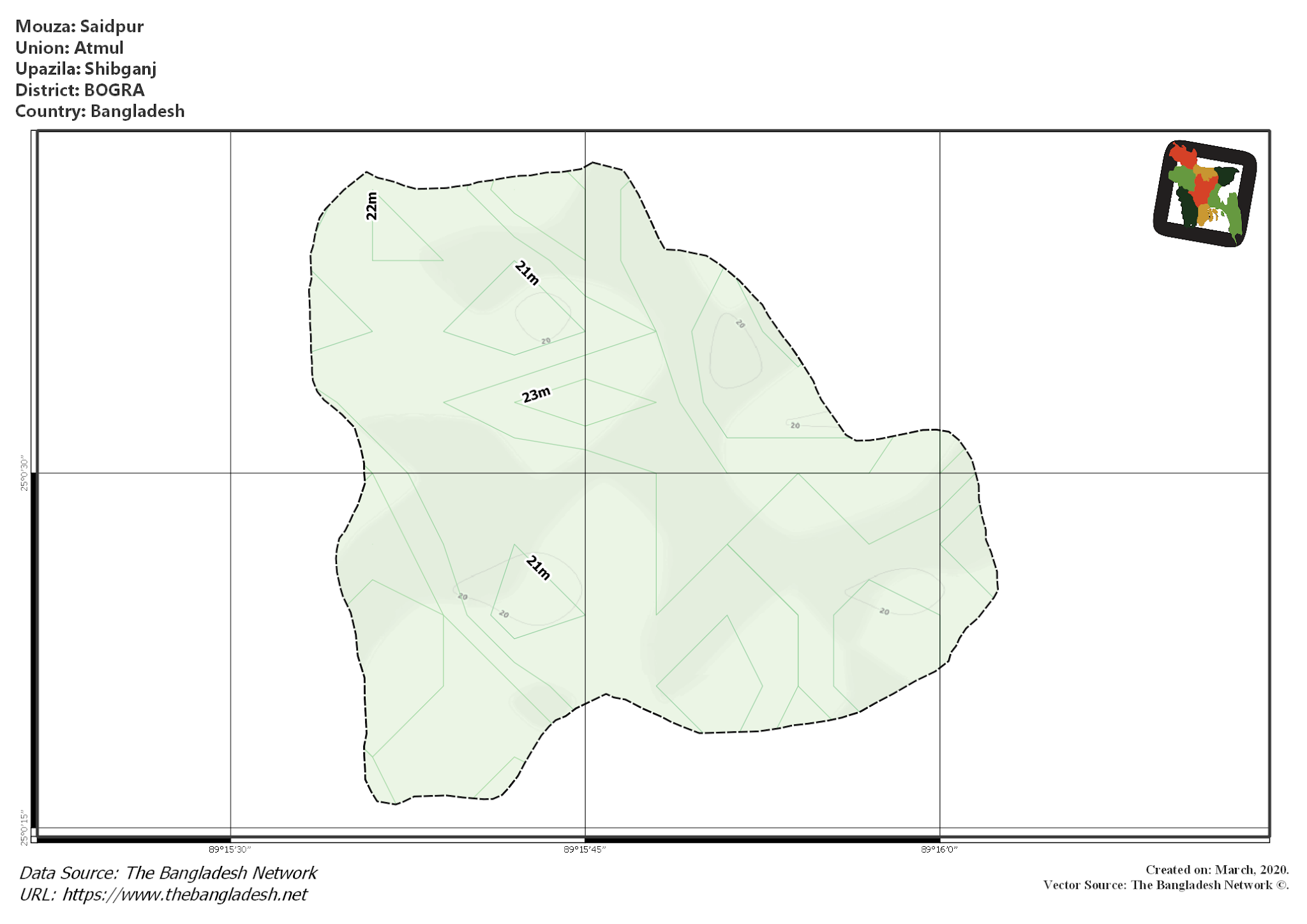 Map of Saidpur Mouza, Shibganj, Bogra