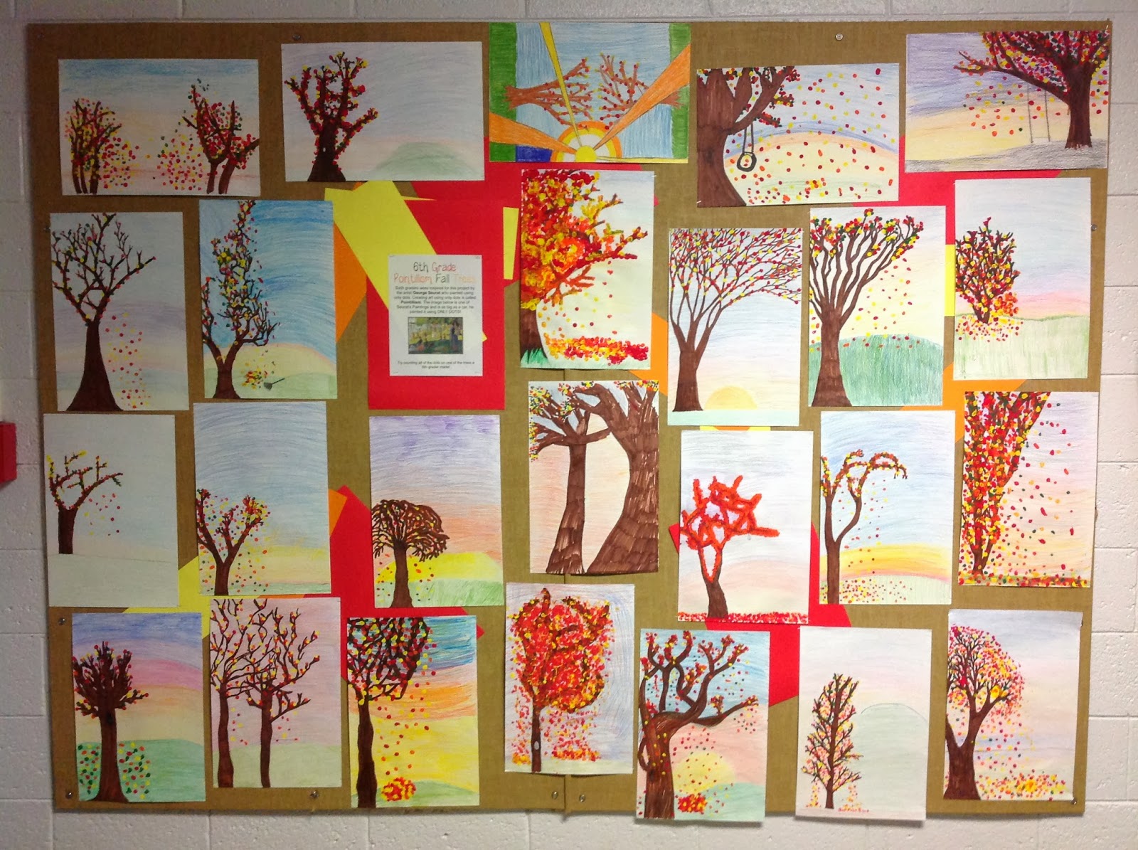 The Artsy Fartsy Art Room: 6th Grade Fall "Pointillism" Trees