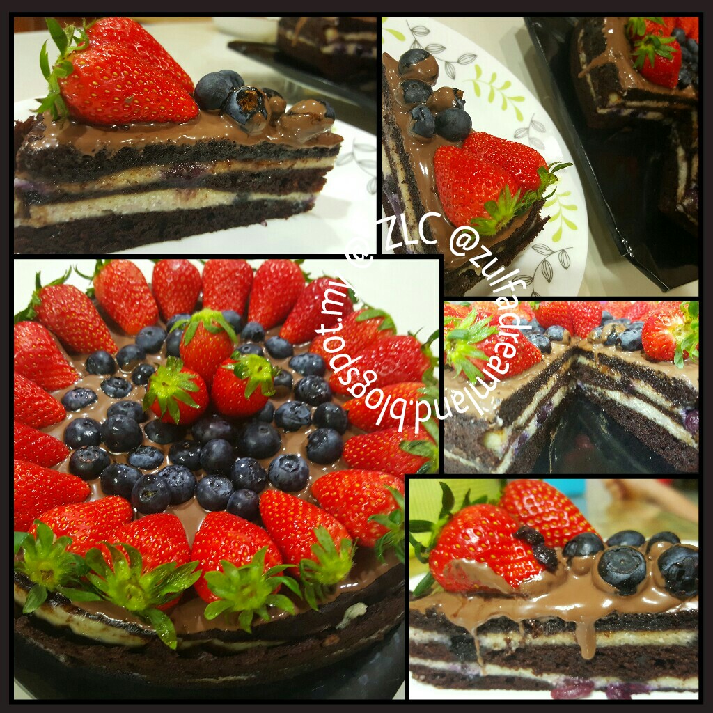 ZULFAZA LOVES COOKING: Kek keju blueberry lapis coklat