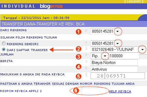 Cara Transfer Uang via Internet Banking BCA to BCA ~ Colleger Flew