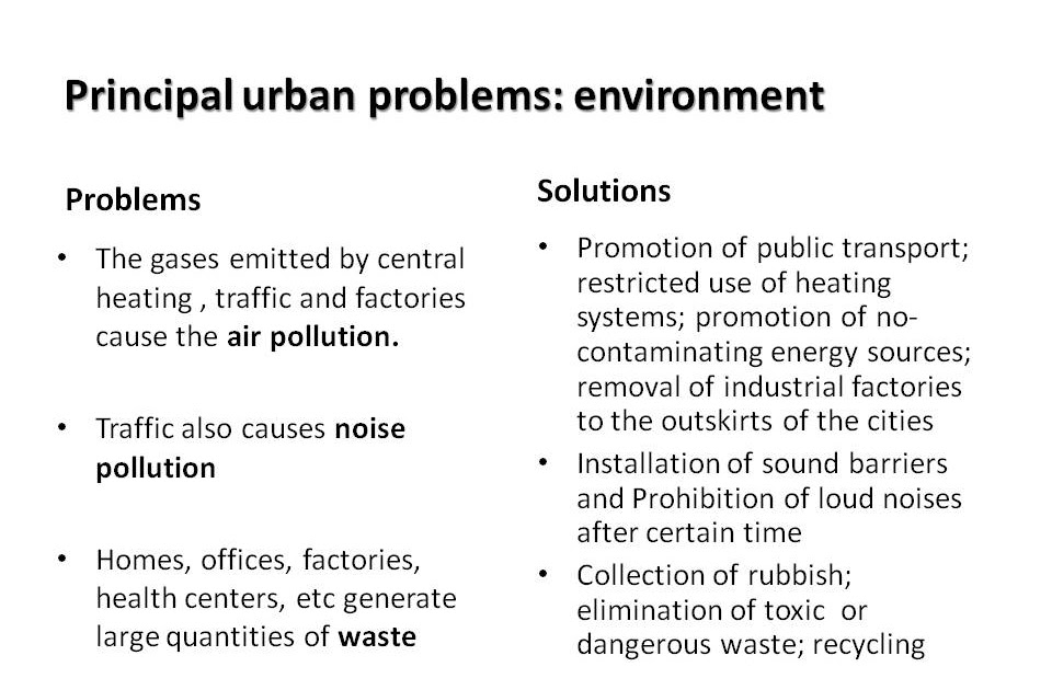 Ciencias Sociales 3º ESO: Urban problems and solutions