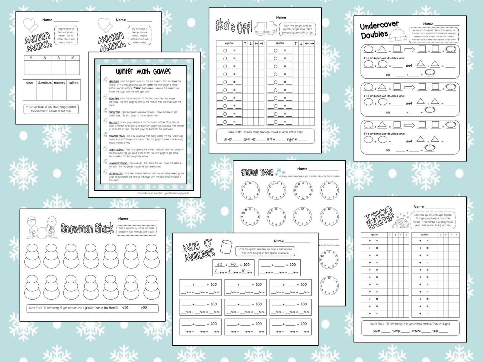 gwhizteacher: Winter Math Games