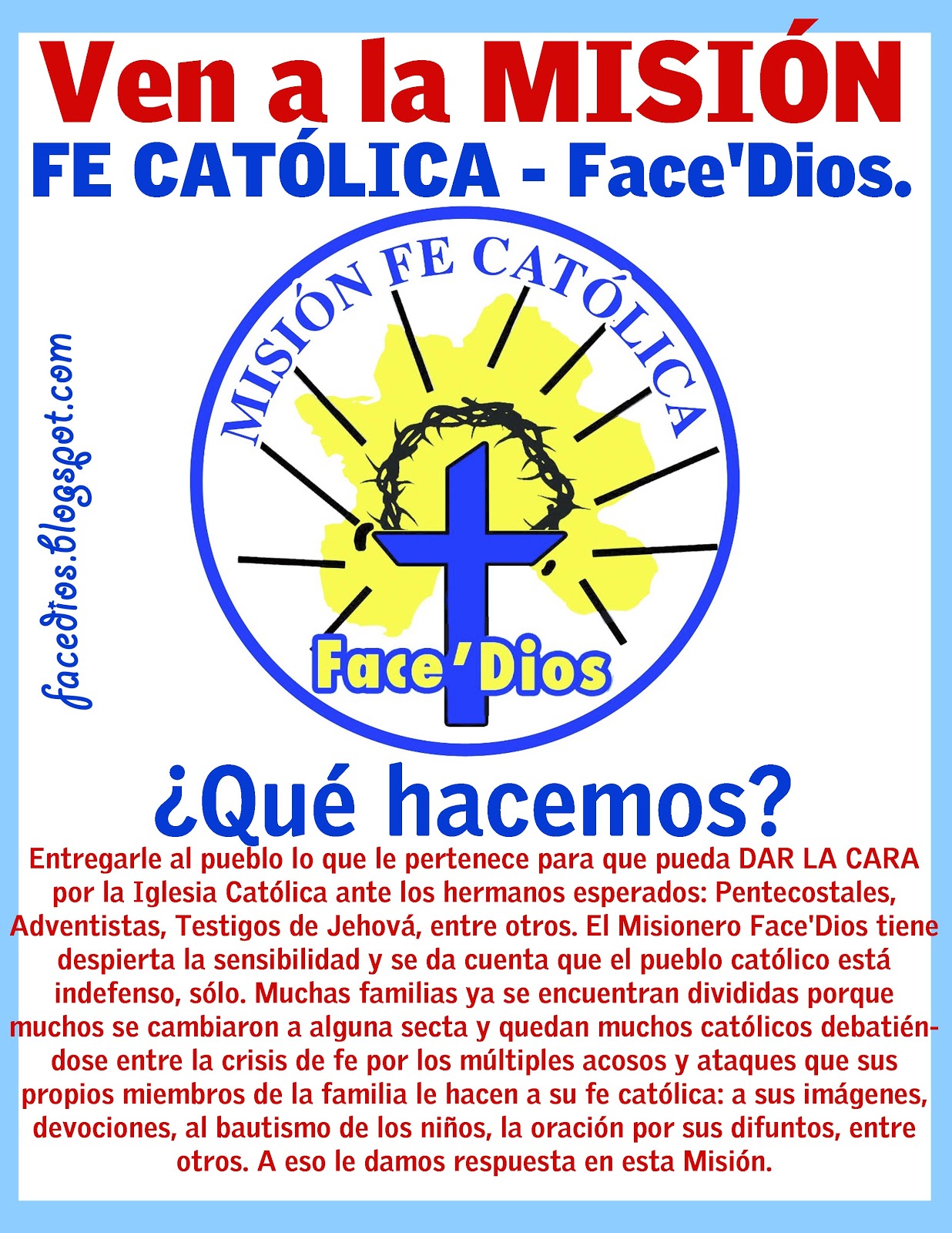 GOTA Católica-Gotas de Dios: Ven a la Misión Fe Católica / Face´Dios GOTA Católica-Gotas de Dios: Ven a la Misión Fe Católica / Face´Dios