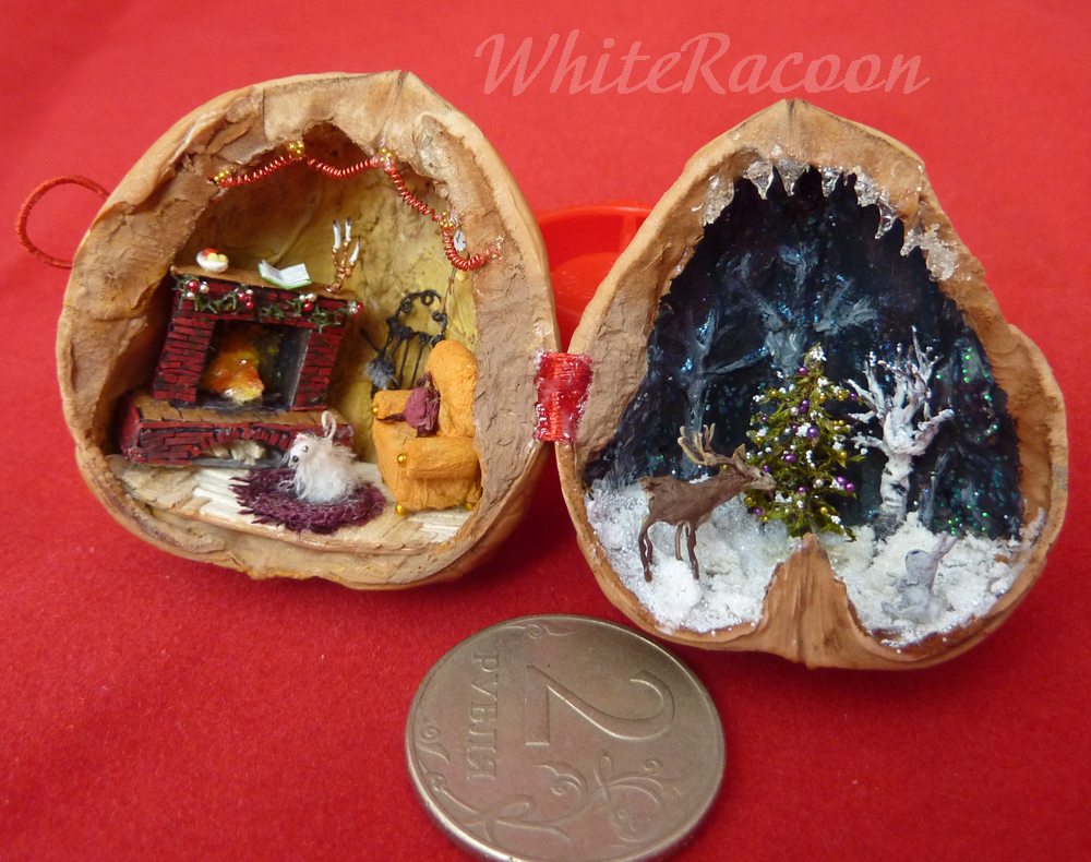 Walnut Shell Art | Walnut shell crafts, Miniature christmas, Walnut shell