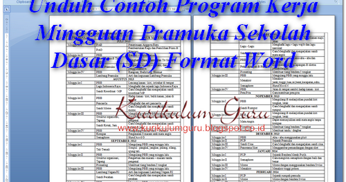 Unduh Contoh Program Kerja Mingguan Pramuka Sekolah Dasar (SD) Format ...