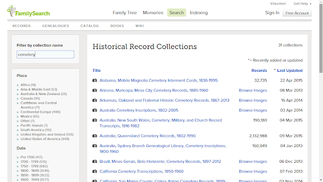 Genea-Musings: Tuesday's Tip - Cemetery Record Collections on FamilySearch