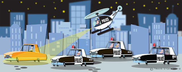 Storticartoons Blog: Cops Chase Illustration