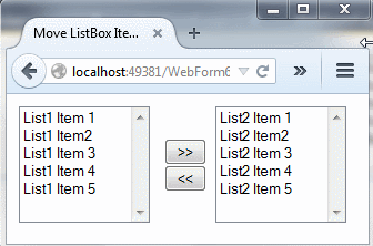 Move Listbox Items From One Listbox To Another Listbox Using C Net In Asp Net Asp Net Mvc C