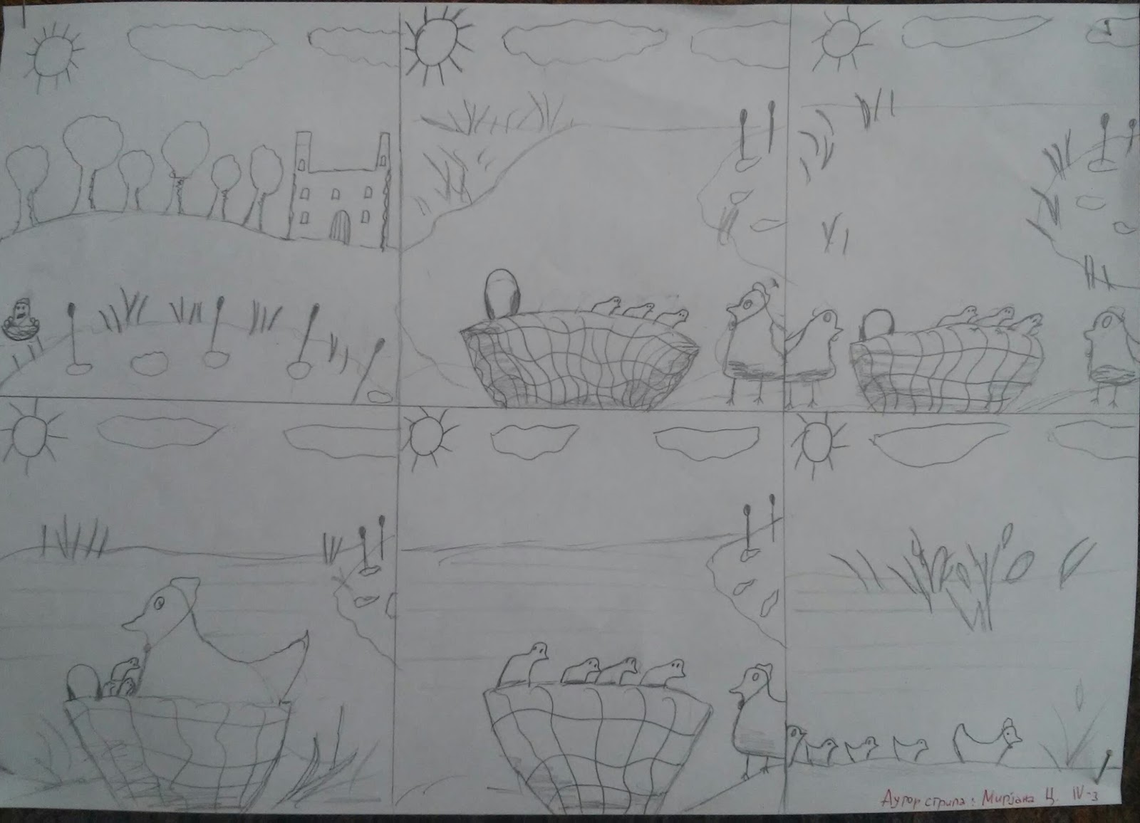 Strip učenika IV-3 "Ružno pače" H.K.Andersen