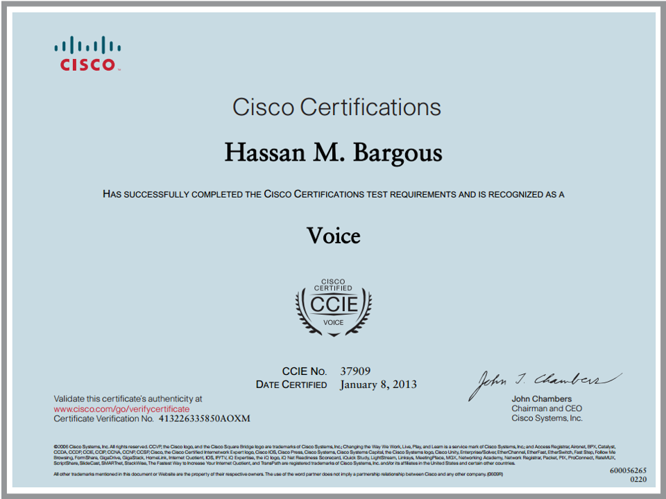MIB ©'s awesome pictures: cisco certificate sample