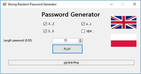 profesorek96: Losowy Generator Hasła [C#]