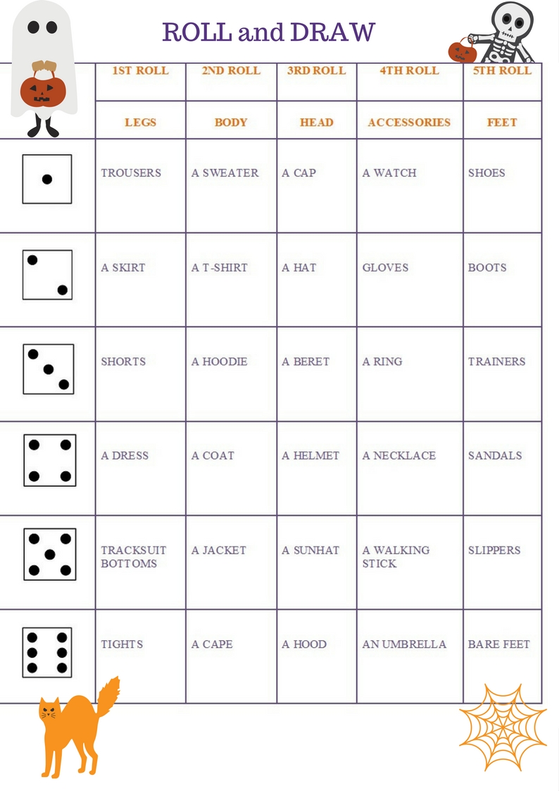 Pencil and Bookmark: Roll and Draw and Write - Halloween Edition