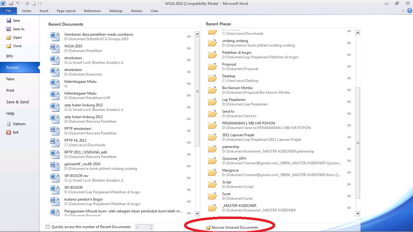 info yummy: Mengembalikan FIle Microsoft Word Yang Lupa di Save