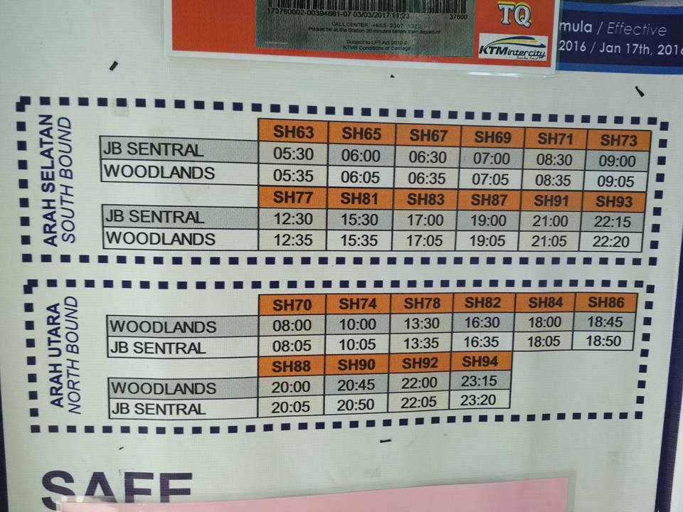 Xploring Johor: JB - Singapore train schedule