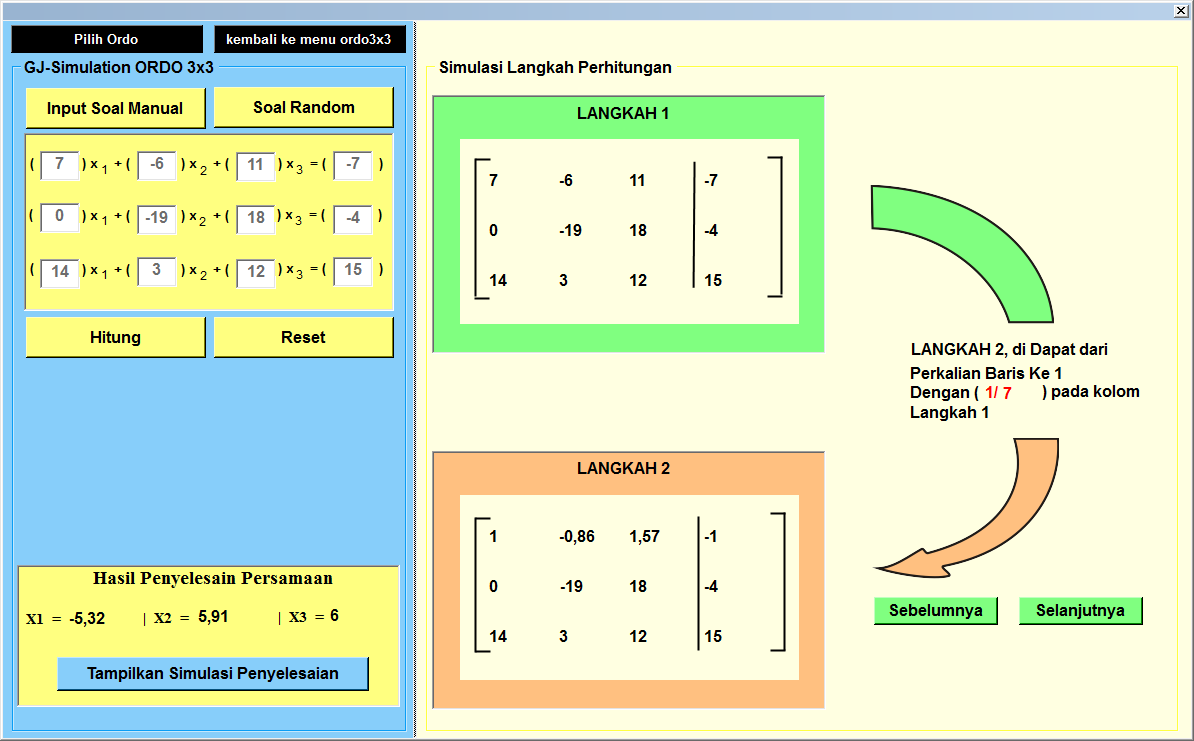 Aplikasi untuk mempelajari perhitungan sistem persamaan linear dengan ...