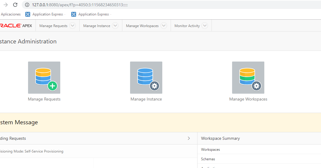 Como crear y administrar Workspaces en Oracle Apex.