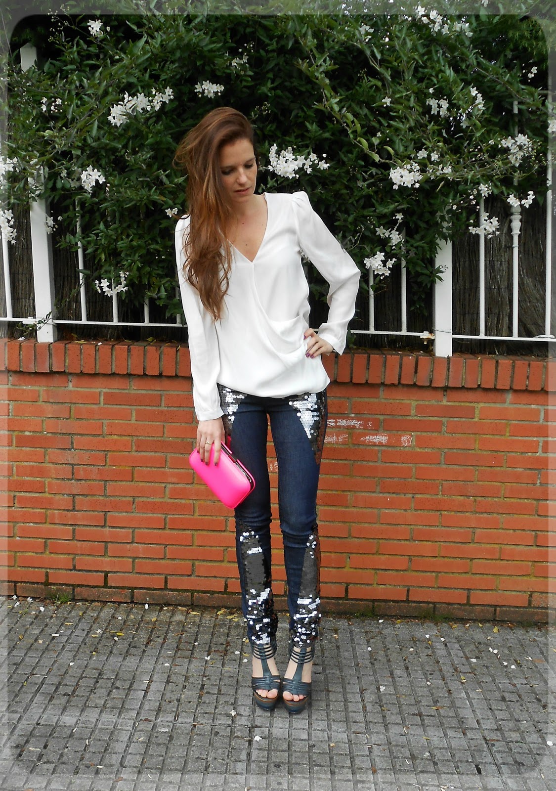 All Over Sequin: Outfit de la semana: sequin jeans + Carvela shoes