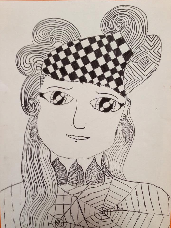 Visual Arts: Crazy Hair Line Portraits