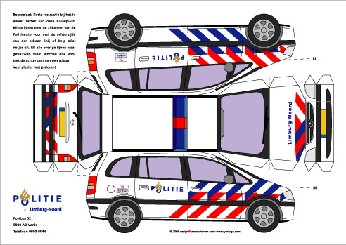 SP. Papel Modelismo: PaperCraft Opel Zafira - Politie