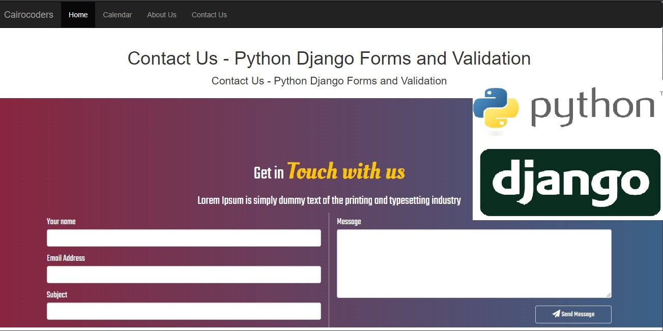 Contact Us Python Django Forms And Validation Tutorial101