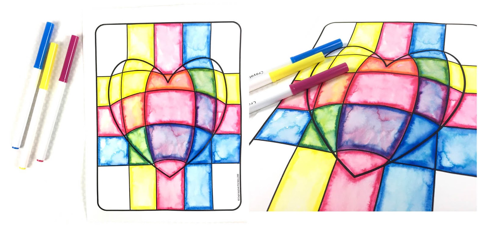 Heart Coloring Page - Color Mixing Lesson - Expressive Monkey