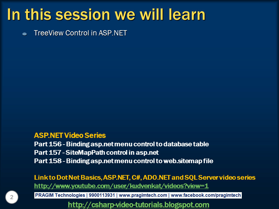 Sql server, .net and c# video tutorial: TreeView control in asp.net