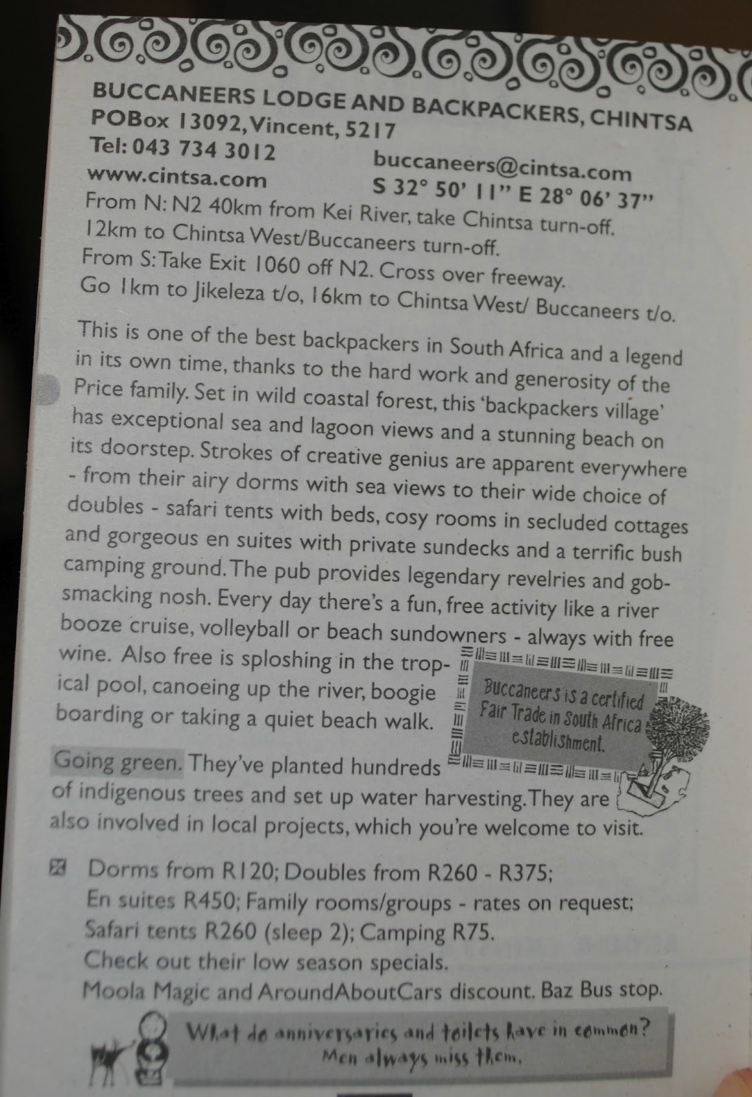 Jabber Doodle: Backpacking South Africa: Buccaneers