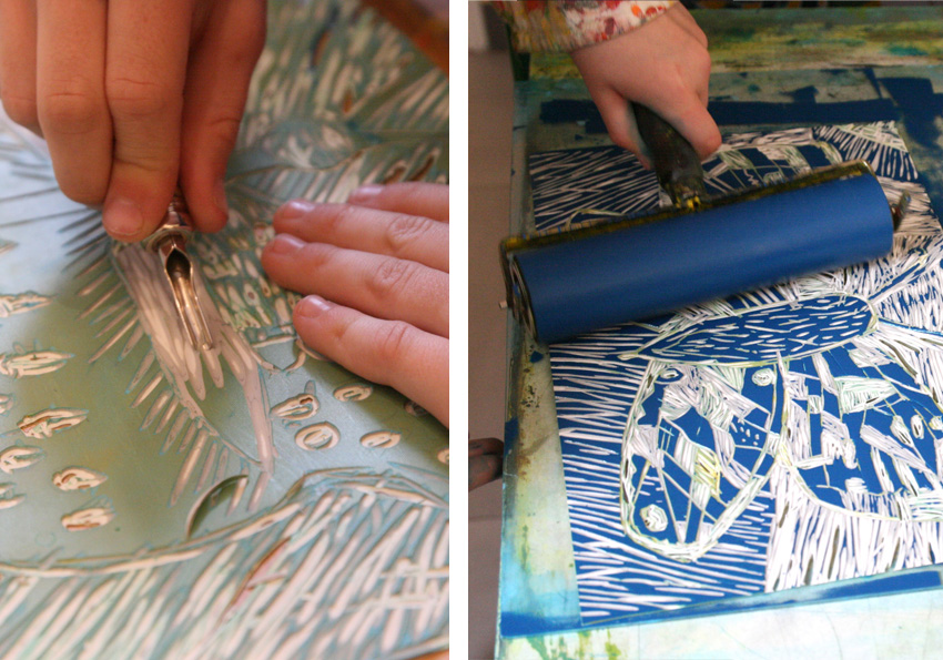 Pavla Richterová: Vícebarevný linoryt