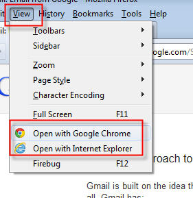 Opening a link of one browser in another browser without opening ...
