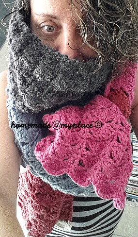 My "Chunky Seashell Scarf (by Nicki Trench)" is done