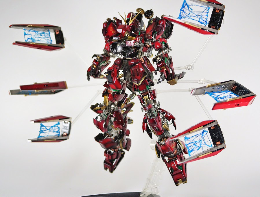 GUNDAM GUY: MG 1/100 Nu Gundam 'Neo Zeon Colors' Open Hatch - Custom Build